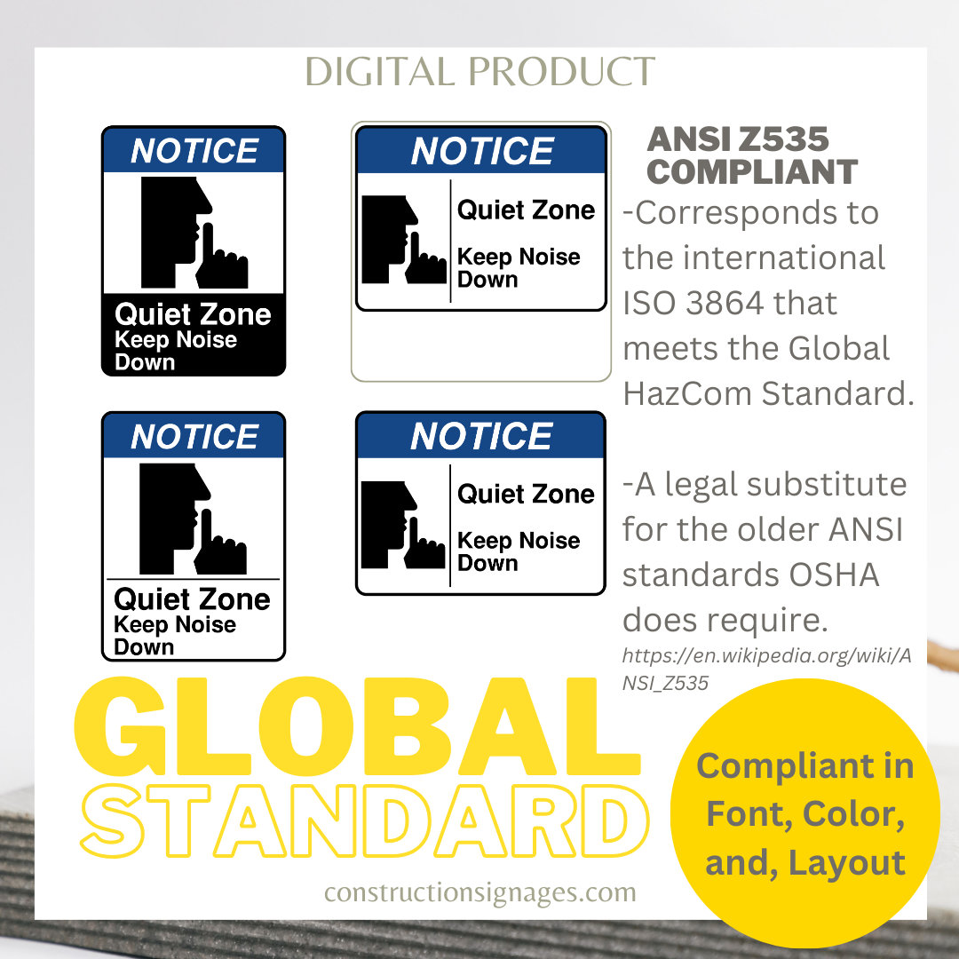 Quiet Zone, Keep Noise Down, Safety Signs, Printable Safety Sign ...