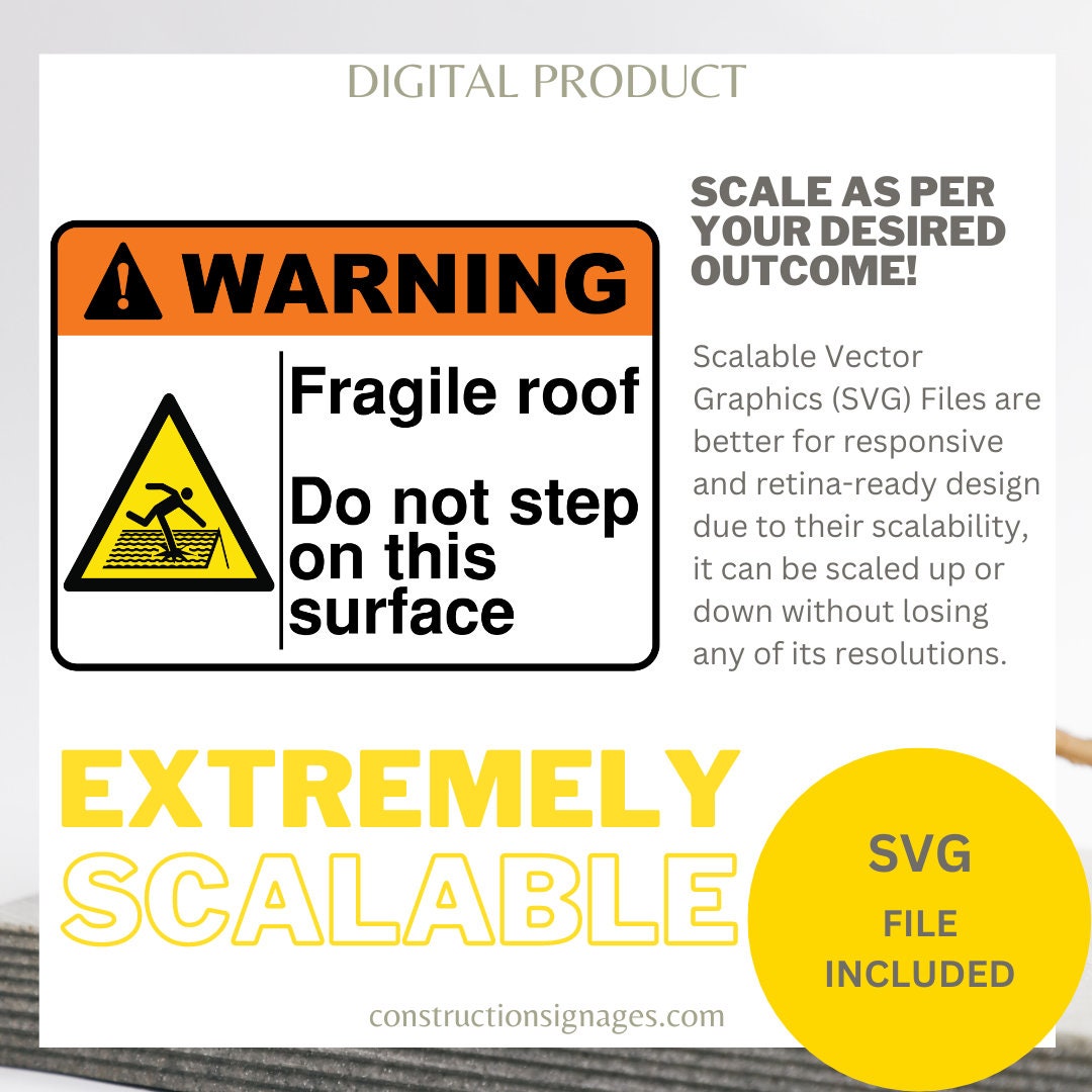 Fragile Roof, Do Not Step on This Surface, Safety Sign, Printable ...