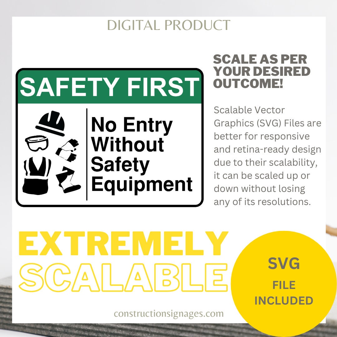 No Entry Without Safety Equipment, Safety Sign Printable, Digital ...