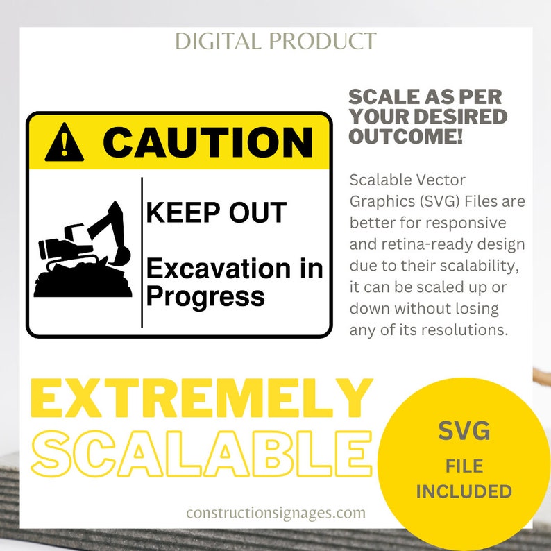 Keep Out, Excavation in Progress, Printable Safety Signage, Digital ...