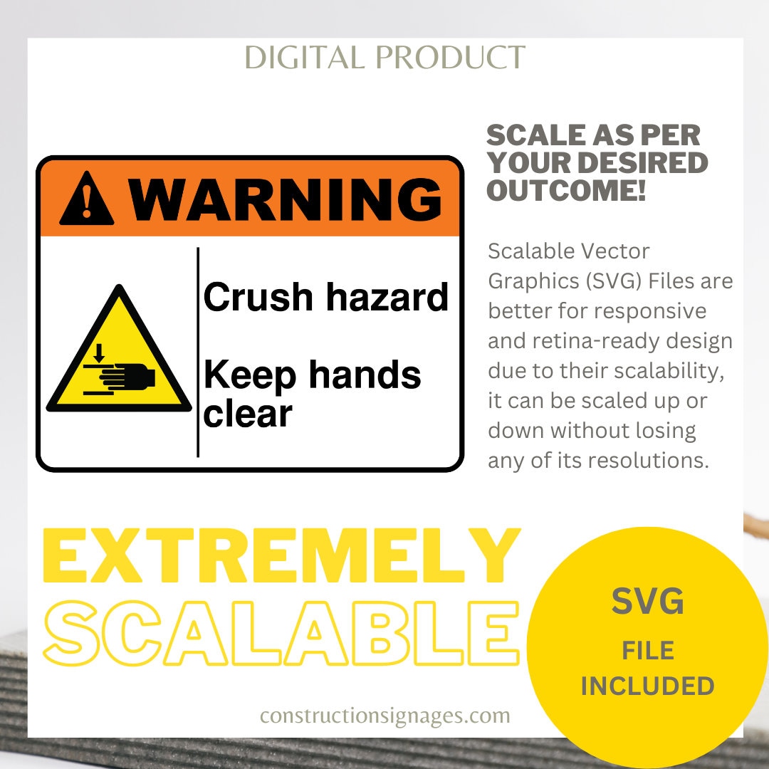 Crush Hazard, Keep Hands Clear, Safety Sign Printable, Health and ...