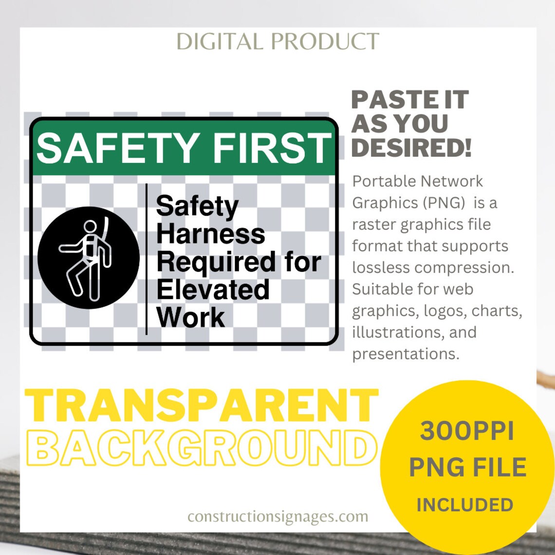 Safety Harness Required for Elevated Work, Safety Sign Printable ...