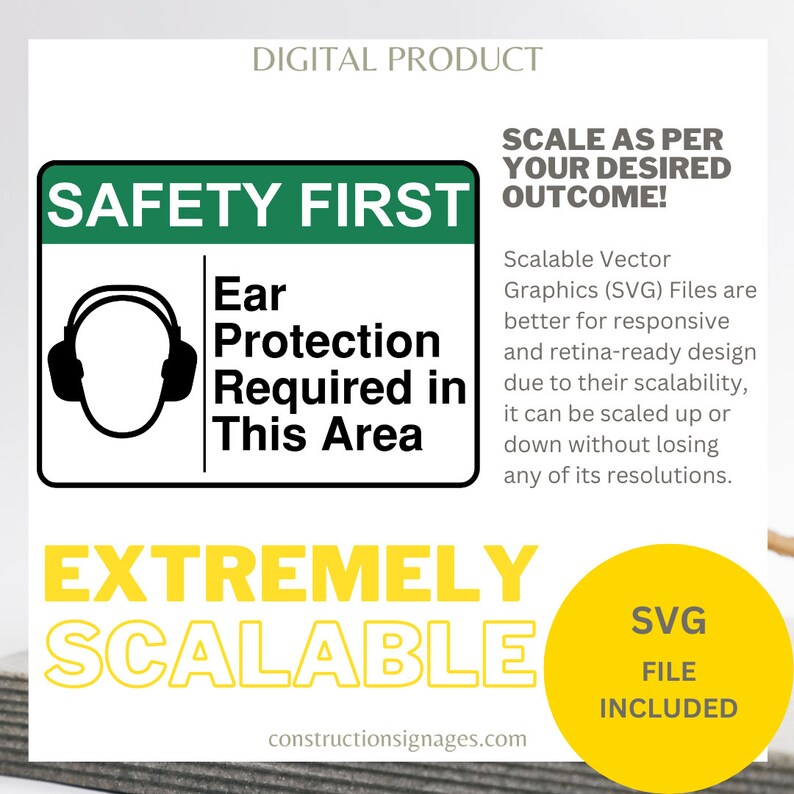 Ear Protection Required in This Area, Printable Safety Signages ...