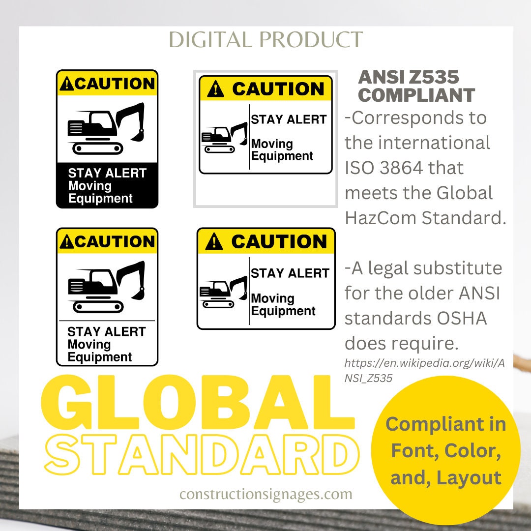 Stay Alert, Moving Equipment, Printable Safety Signage, Digital ...