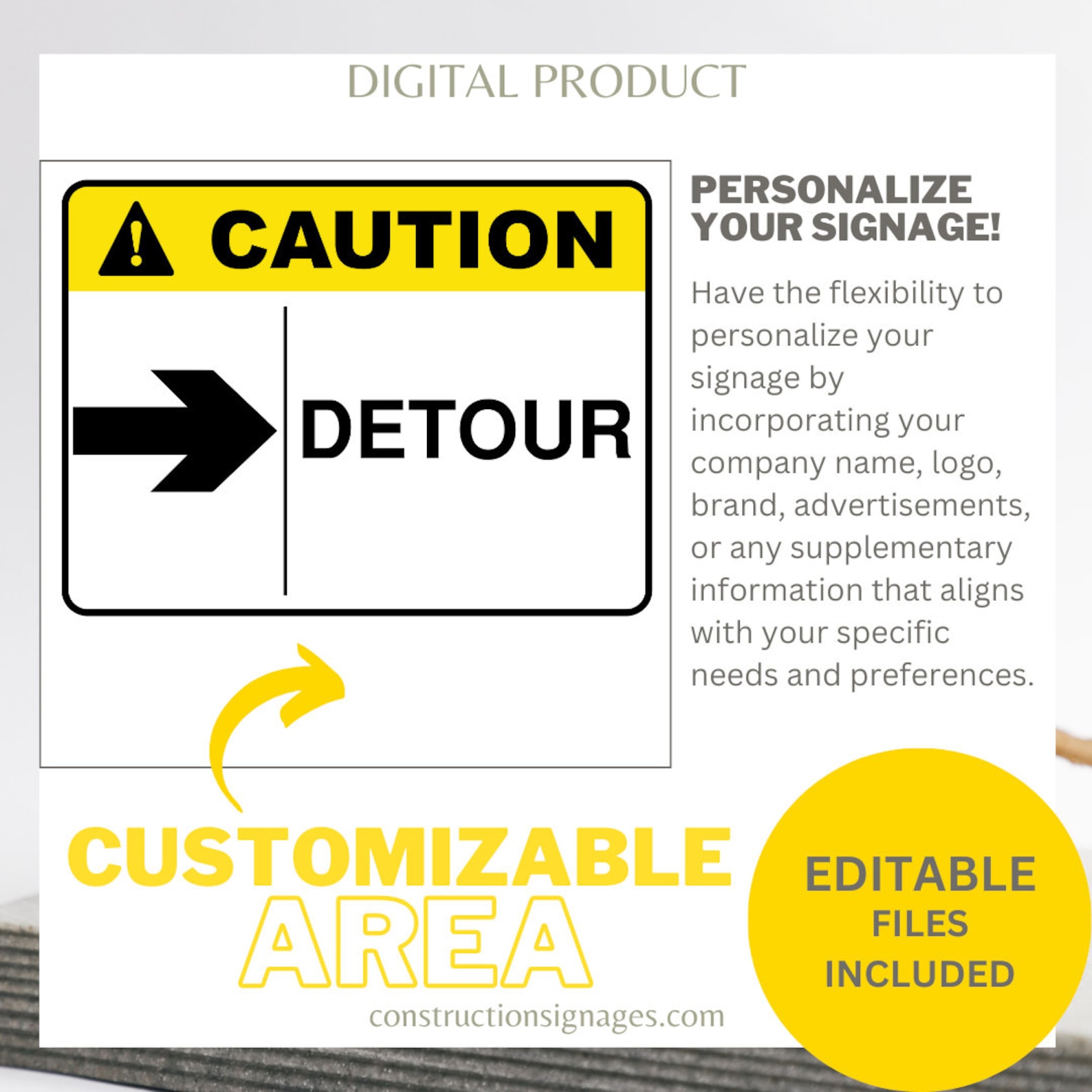 Detour Right, Printable Safety Signages, Safety Poster - Etsy