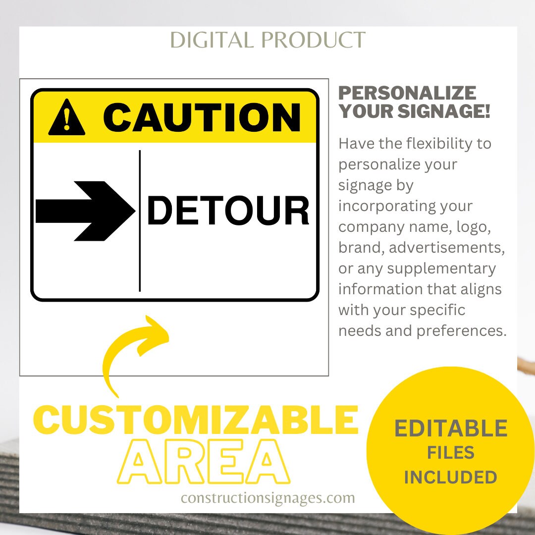 Detour Right, Printable Safety Signages, Safety Poster - Etsy