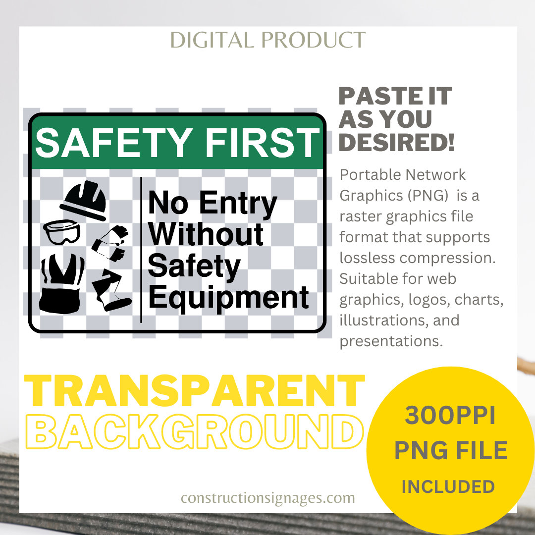 No Entry Without Safety Equipment, Safety Sign Printable, Digital ...