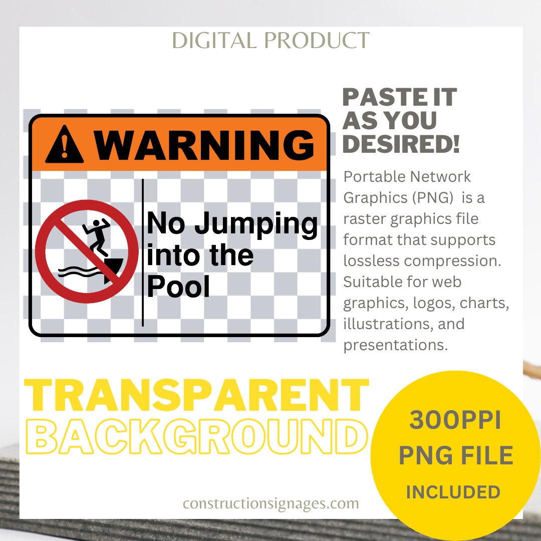 No Jumping Into the Pool, Printable Safety Signages, Digital Download ...