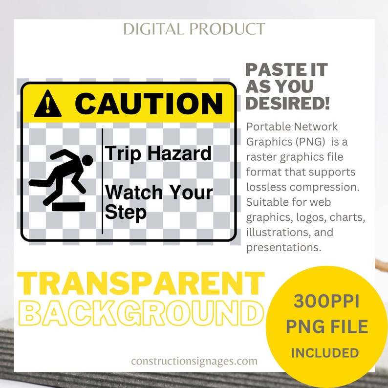 Trip Hazard Watch Your Step, Printable Safety Signages, Digital ...