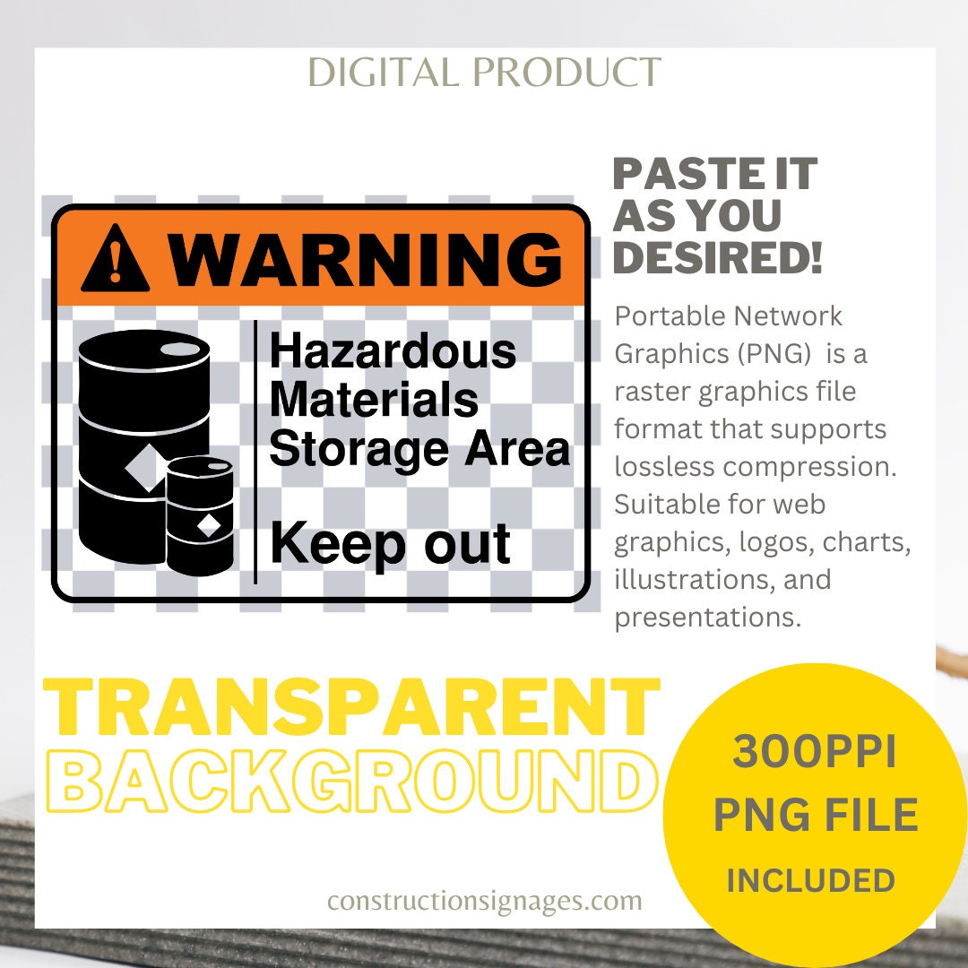 Hazardous Materials Storage Area Safety Sign Printable - Etsy