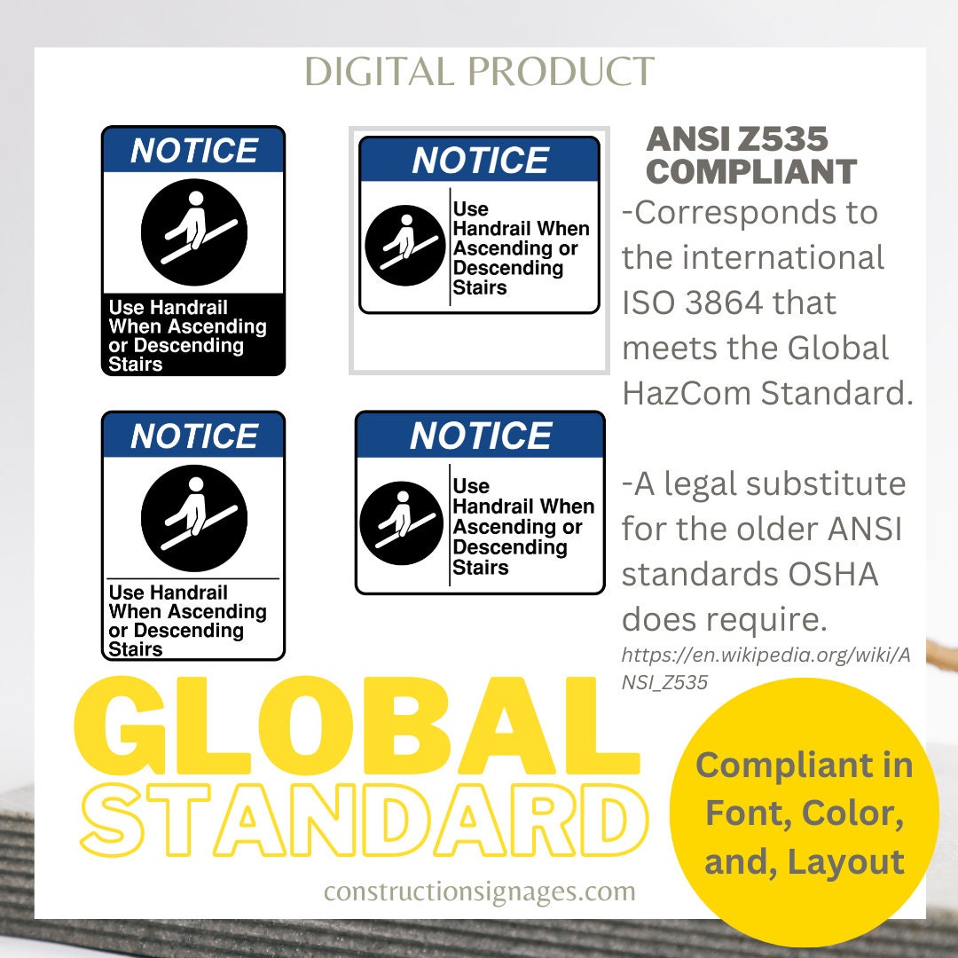 Use Handrail, Printable Safety Signage, Digital Download - Etsy