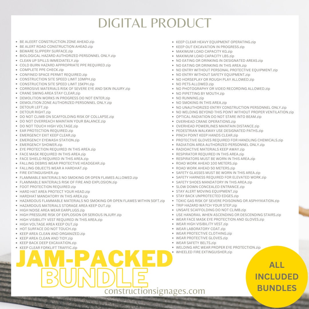 Safety Signages Bundle, Printable Safety Signage, Warning Sign Safety ...