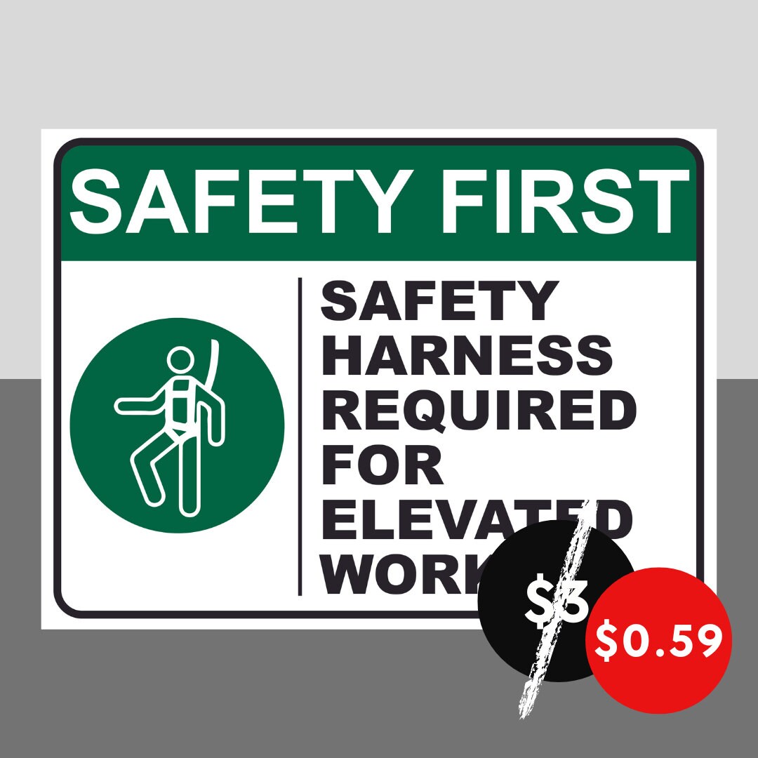 Safety Harness Required for Elevated Work Printable Safety - Etsy