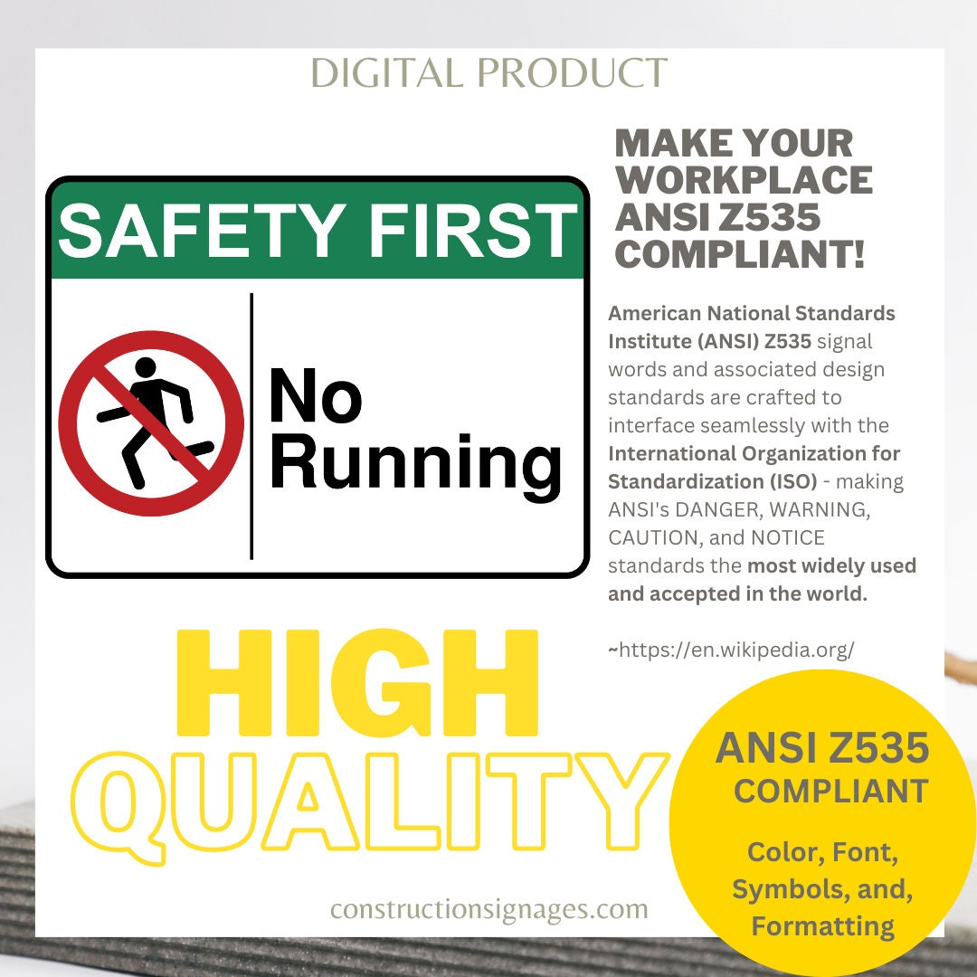 No Running Printable Safety Signages Digital Download - Etsy
