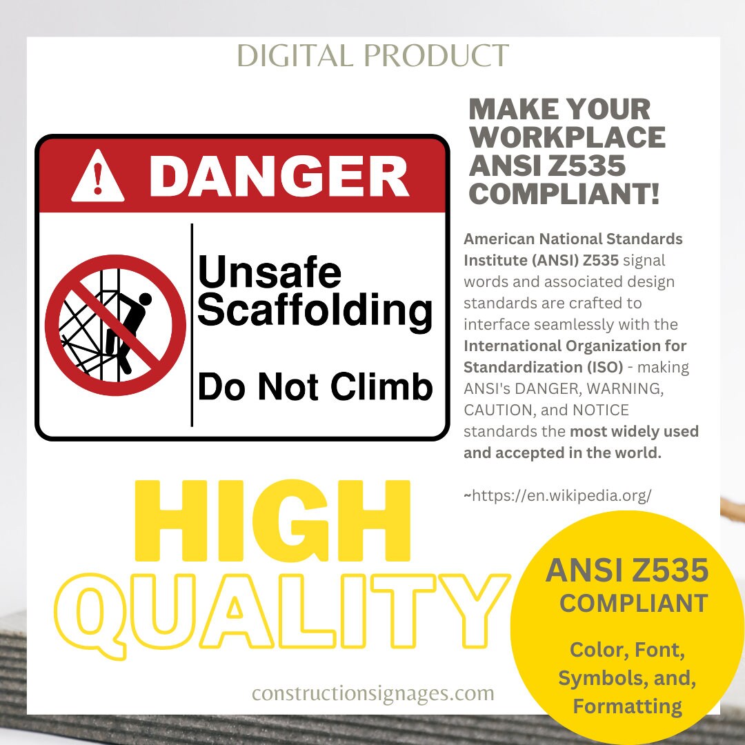 Unsafe Scaffolding Do Not Climb Printable Safety Signages - Etsy