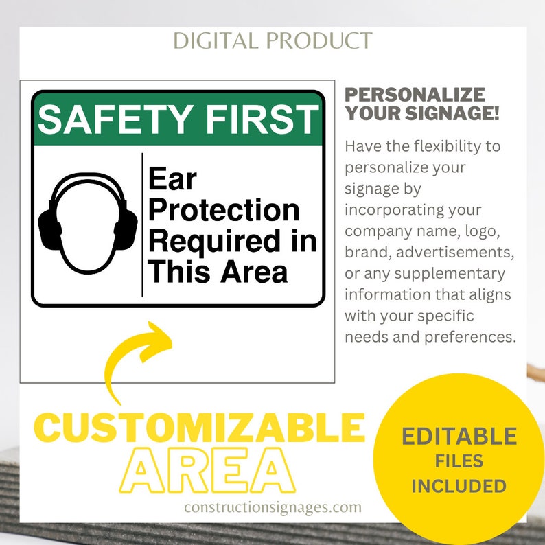 Ear Protection Required in This Area, Printable Safety Signages ...
