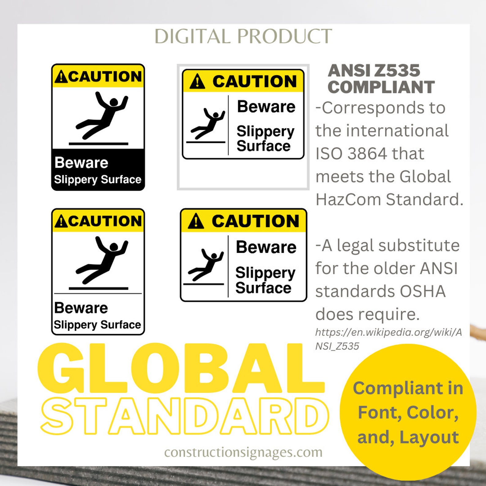 Beware, Slippery Surface, Printable Safety Signage, Caution ...