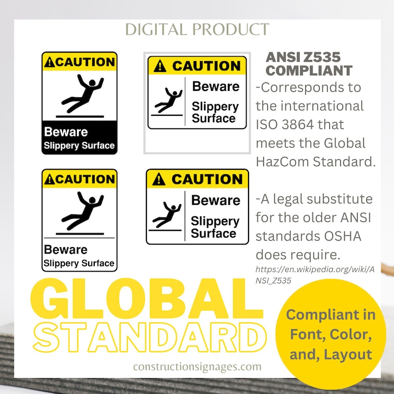 Beware, Slippery Surface, Printable Safety Signage, Caution ...