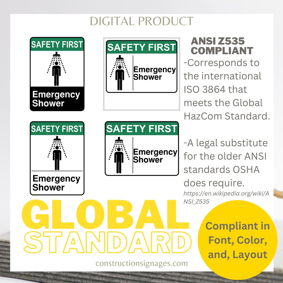 Emergency Shower, Printable Safety Signages, Digital Download - Etsy