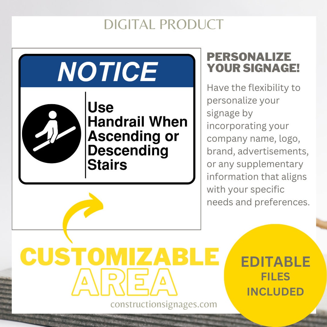 Use Handrail, Printable Safety Signage, Digital Download - Etsy