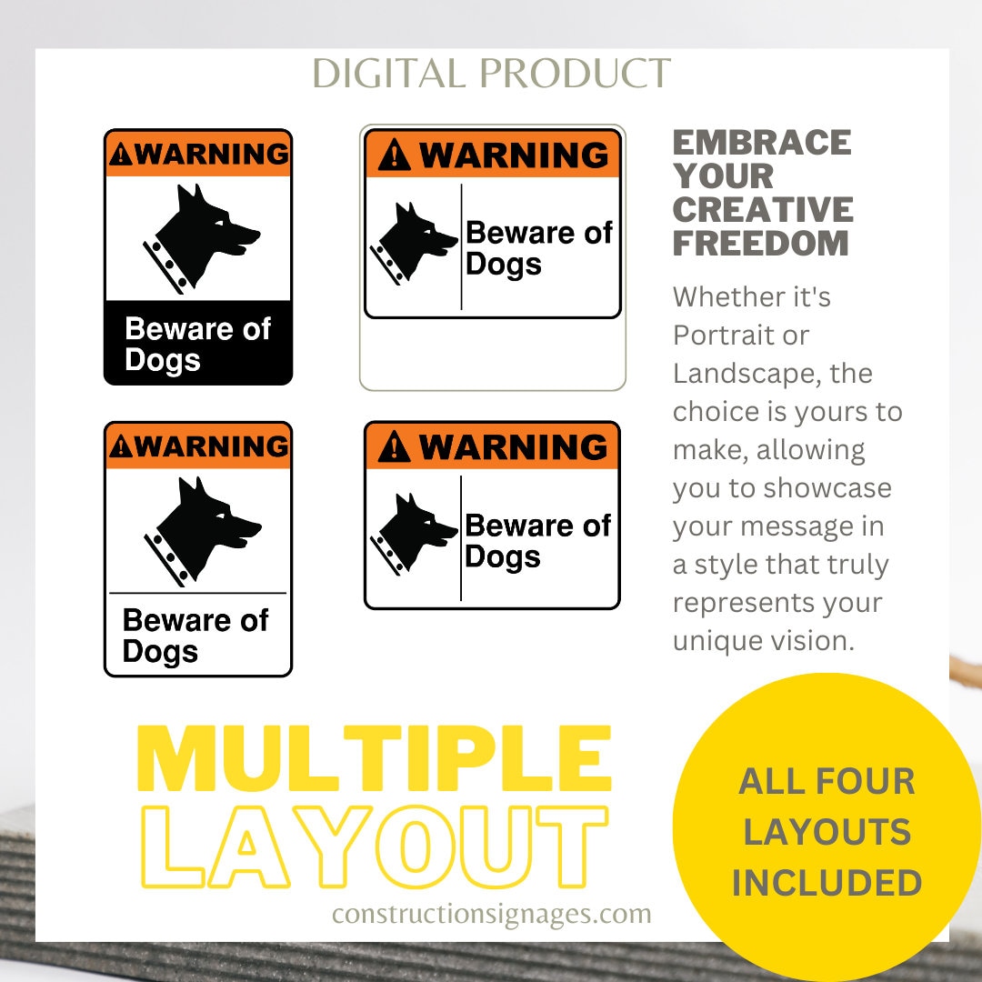 Beware of Dogs, Safety Sign, Safety Poster, Printable Sign, Household ...