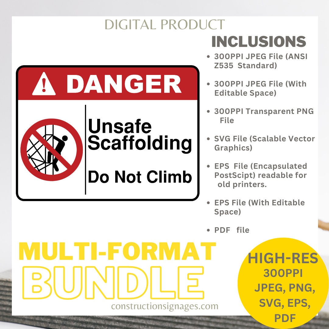 Unsafe Scaffolding Do Not Climb Printable Safety Signages - Etsy