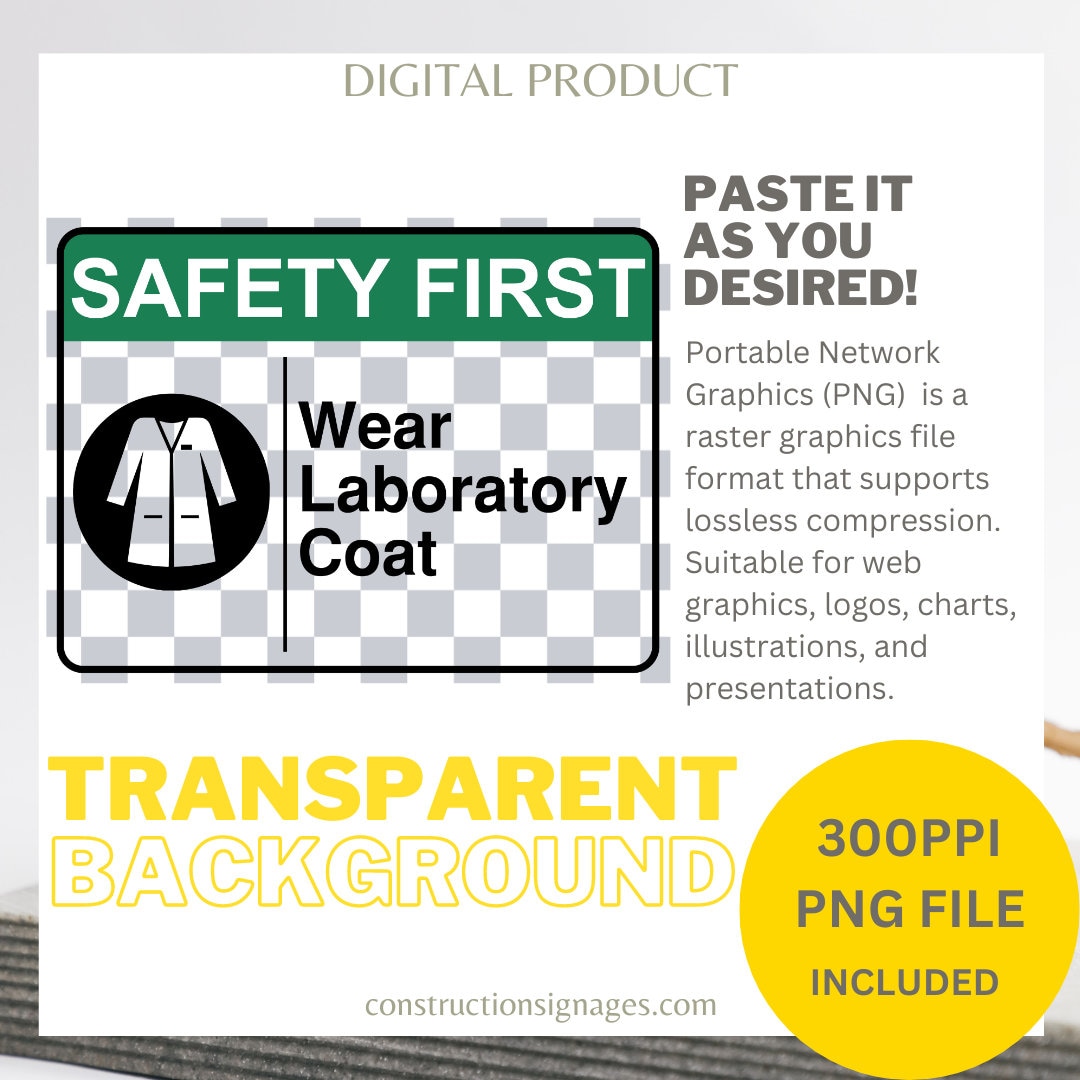Wear Laboratory Coat Printable Safety Signages Digital - Etsy