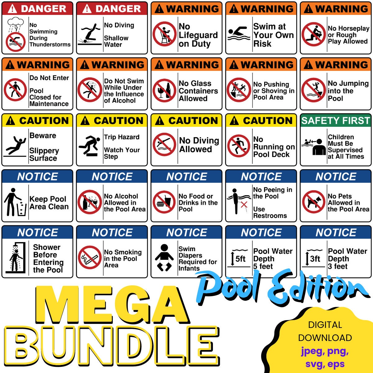 Swimming Pool Safety Sign, Printable Safety Sign, Cricut Safety Sign ...