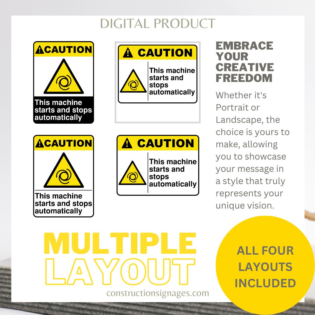 This Machine Starts and Stops Automatically, Printable Safety Signages ...