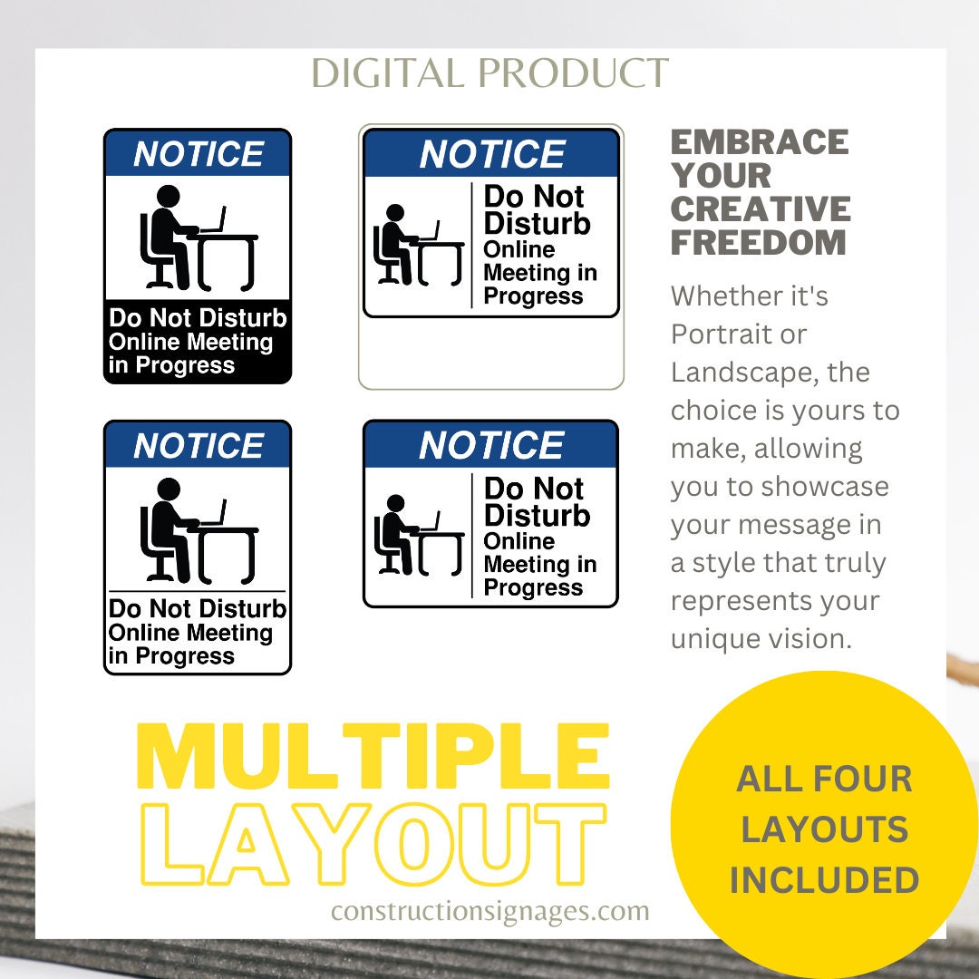 Do Not Disturb Online Meeting in Progress, Printable Sign, Safety Sign ...