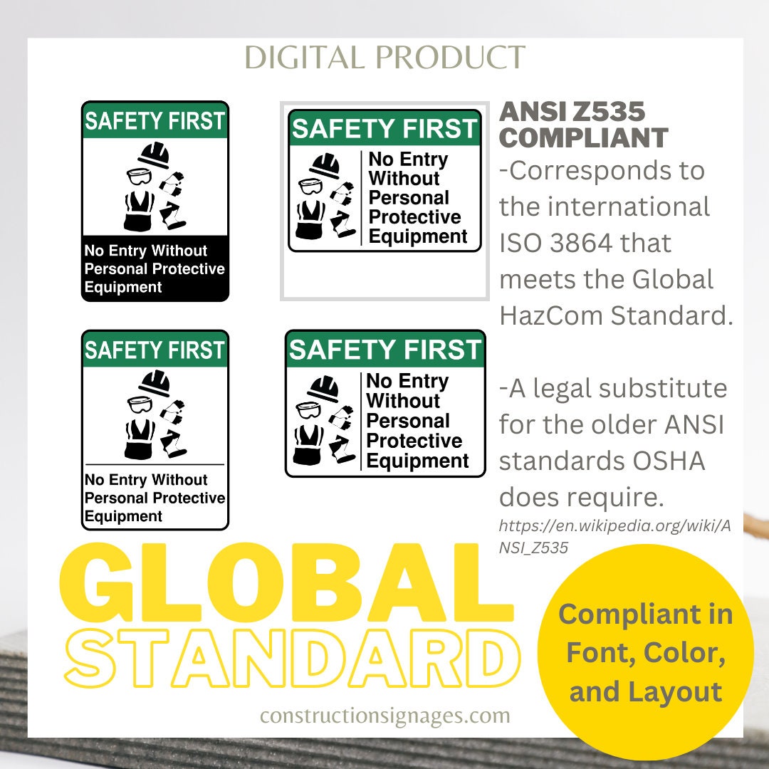 No Entry Without Personal Protective Equipment, Safety Sign Printable ...