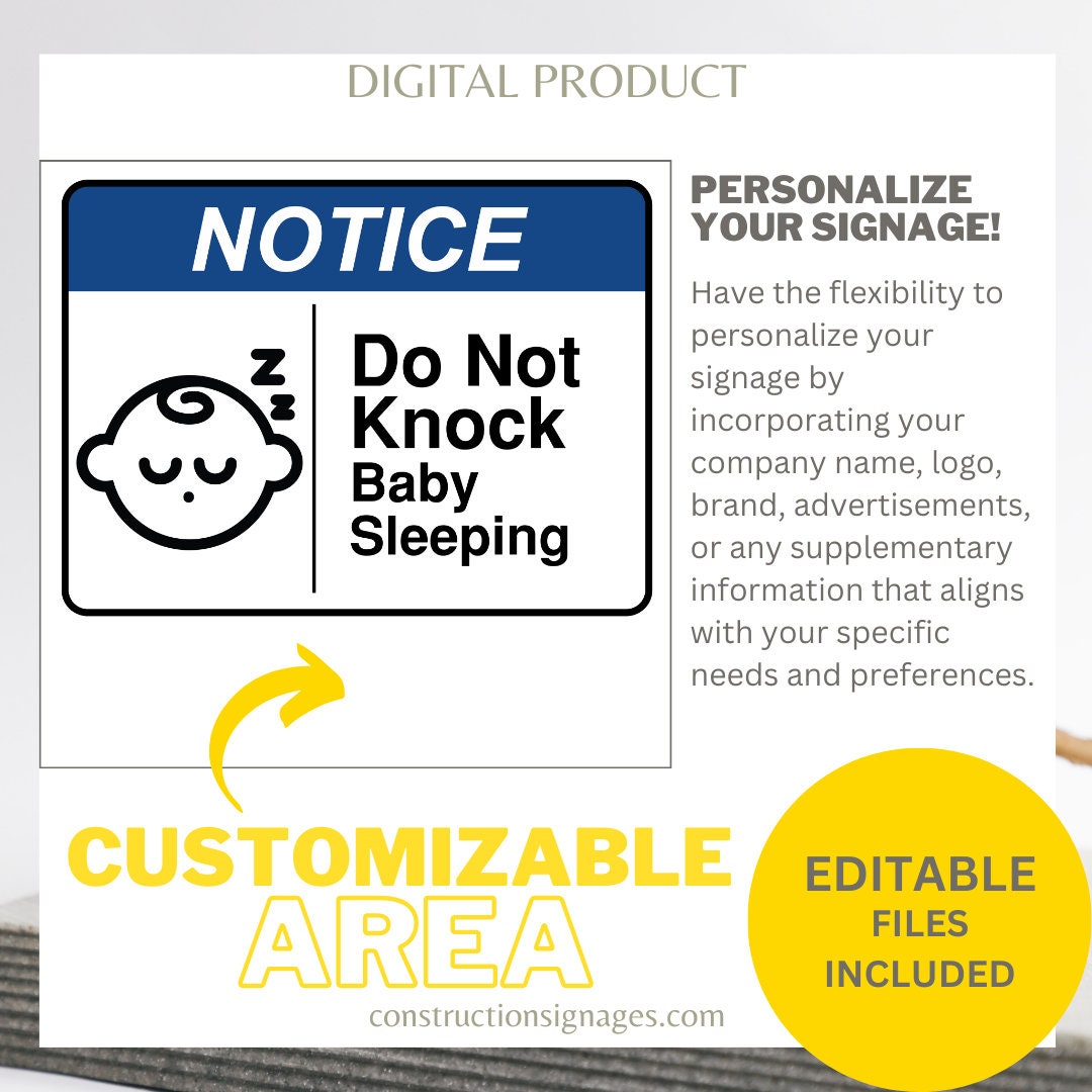 Do Not Knock Baby Sleeping, Safety Sign, Printable Safety, Safety ...