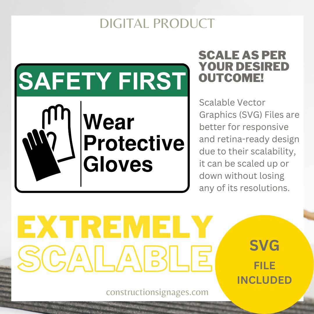 Wear Protective Gloves, Printable Safety Signages, Digital Download - Etsy