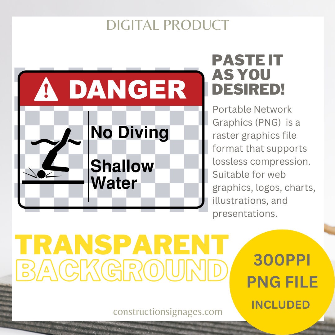 No Diving, Shallow Water, Printable Safety Signage, Digital Download - Etsy