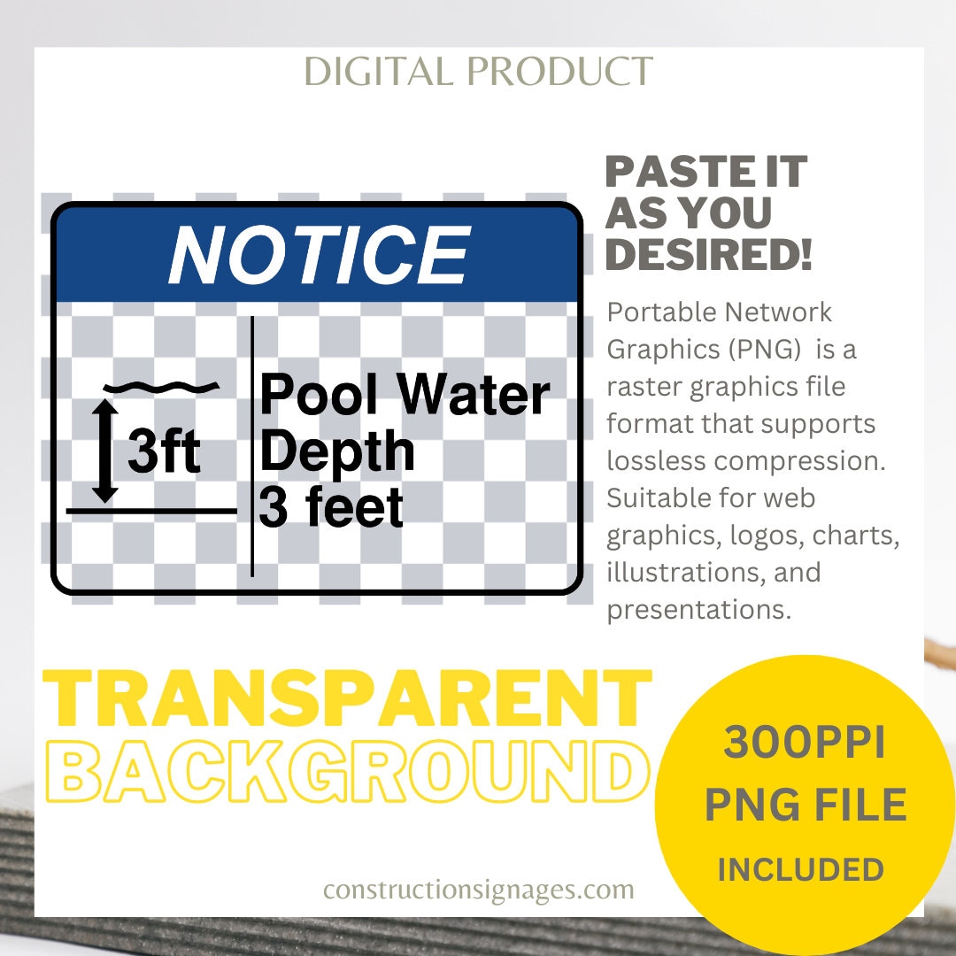 Pool Water Depth 3 Feet, Printable Safety Signages, Digital Download - Etsy