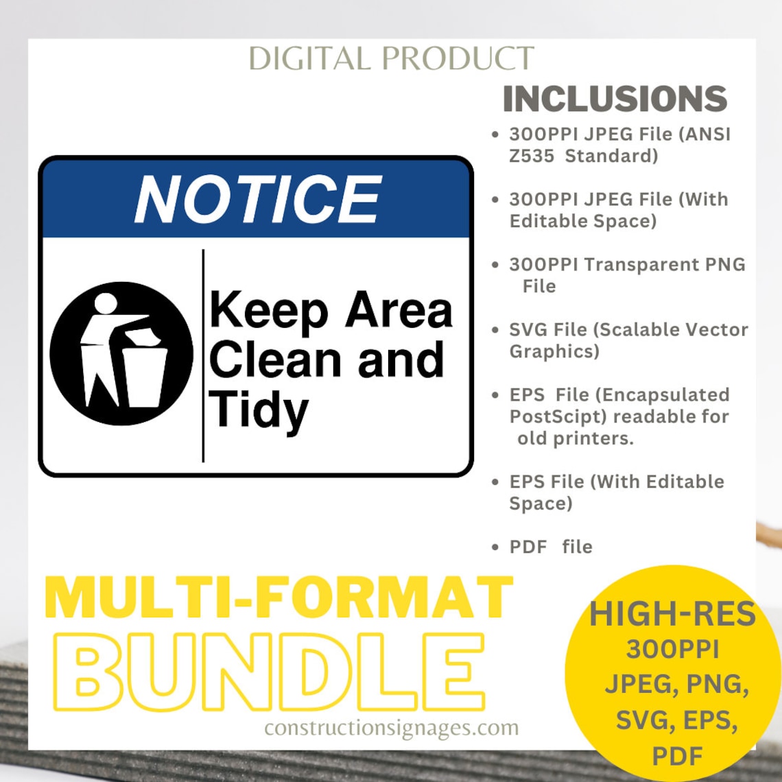 Keep Area Clean and Tidy, Safety Sign Printable, Digital Download - Etsy