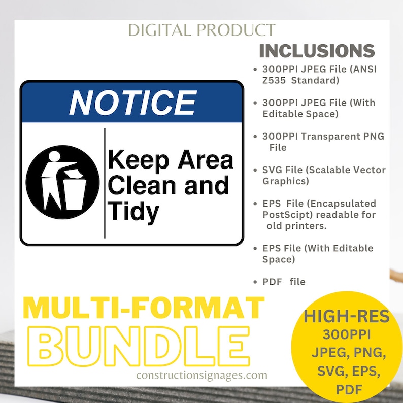 Keep Area Clean and Tidy, Safety Sign Printable, Digital Download - Etsy