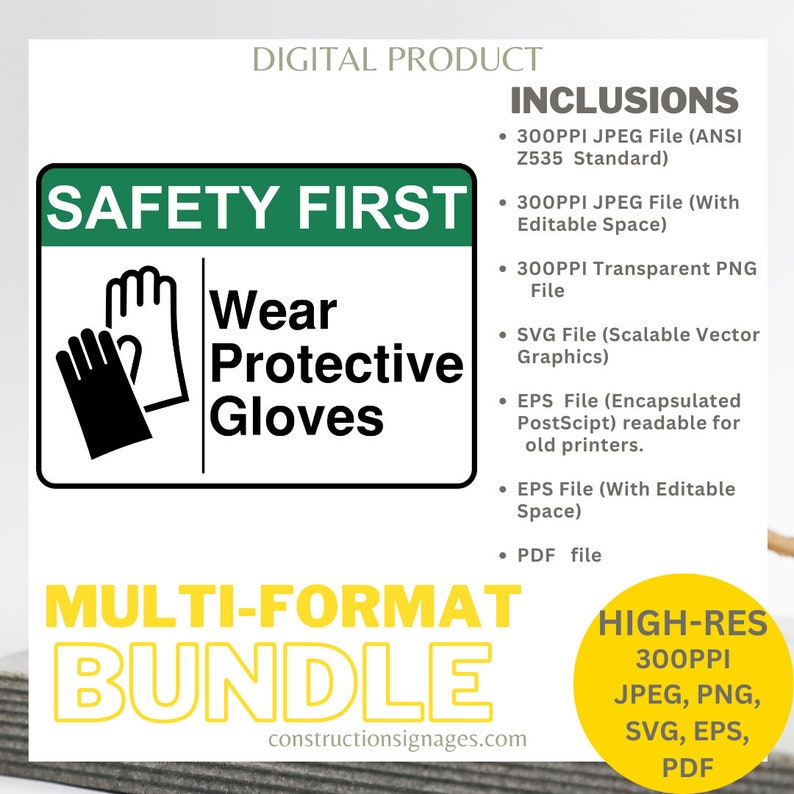 Wear Protective Gloves, Printable Safety Signages, Digital Download - Etsy