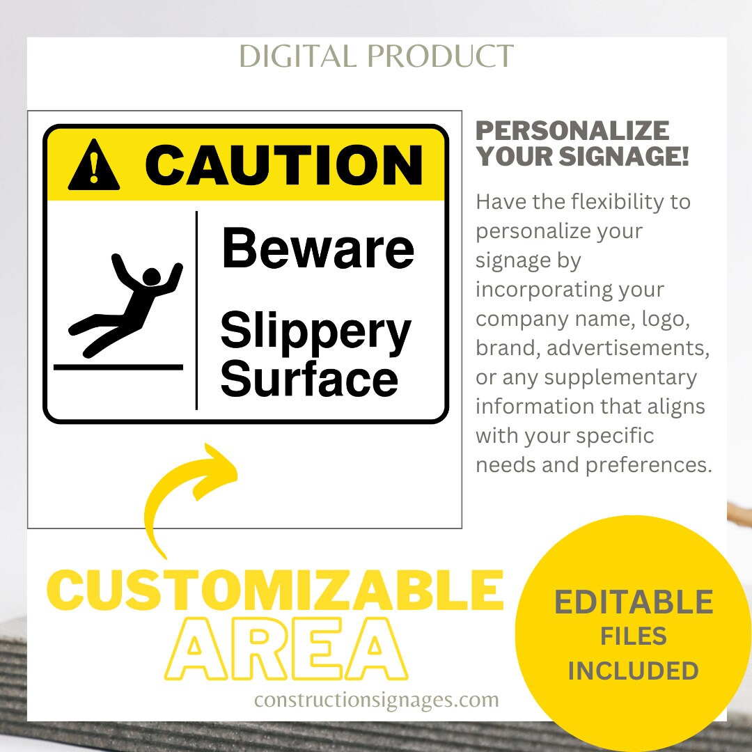 Beware, Slippery Surface, Printable Safety Signage, Caution ...