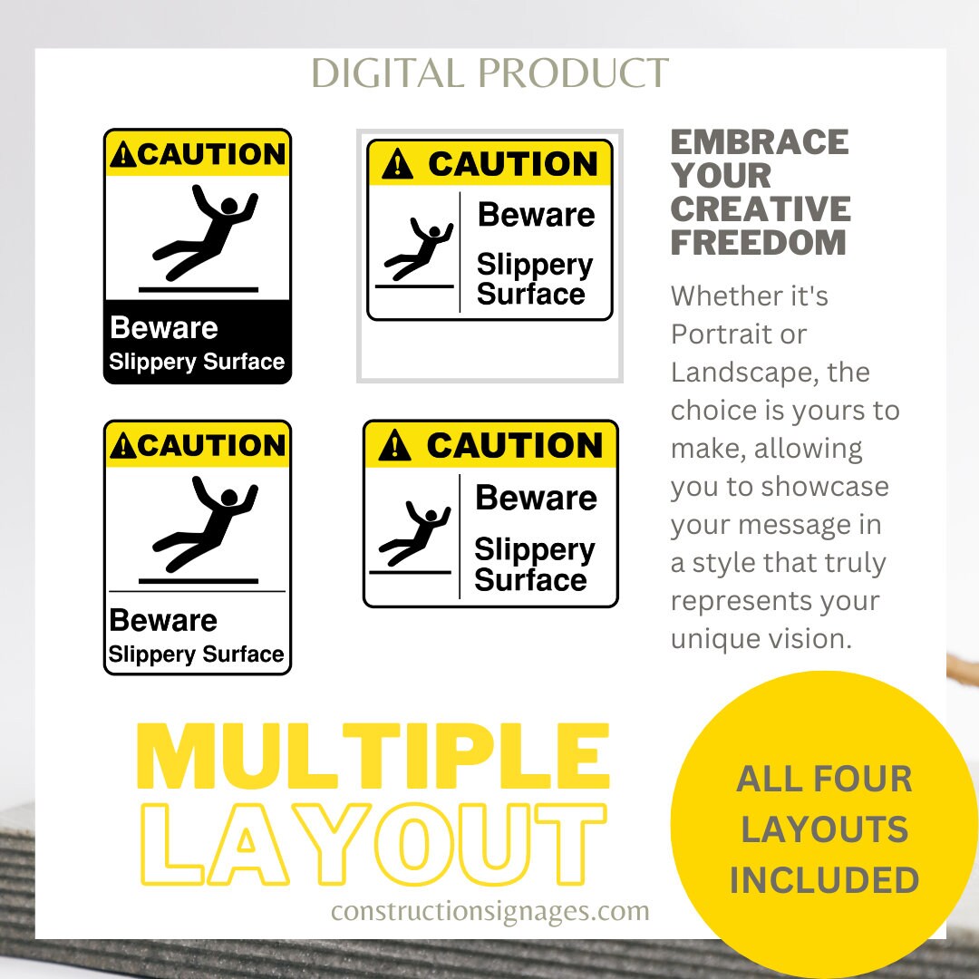 Beware, Slippery Surface, Printable Safety Signage, Caution ...