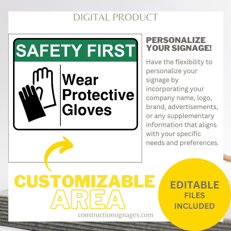 Wear Protective Gloves, Printable Safety Signages, Digital Download - Etsy