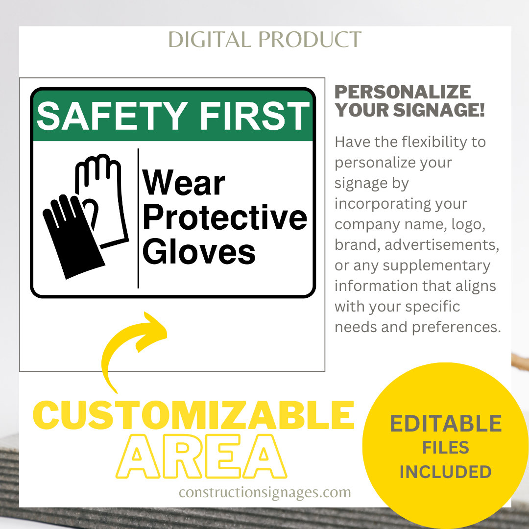 Wear Protective Gloves, Printable Safety Signages, Digital Download - Etsy