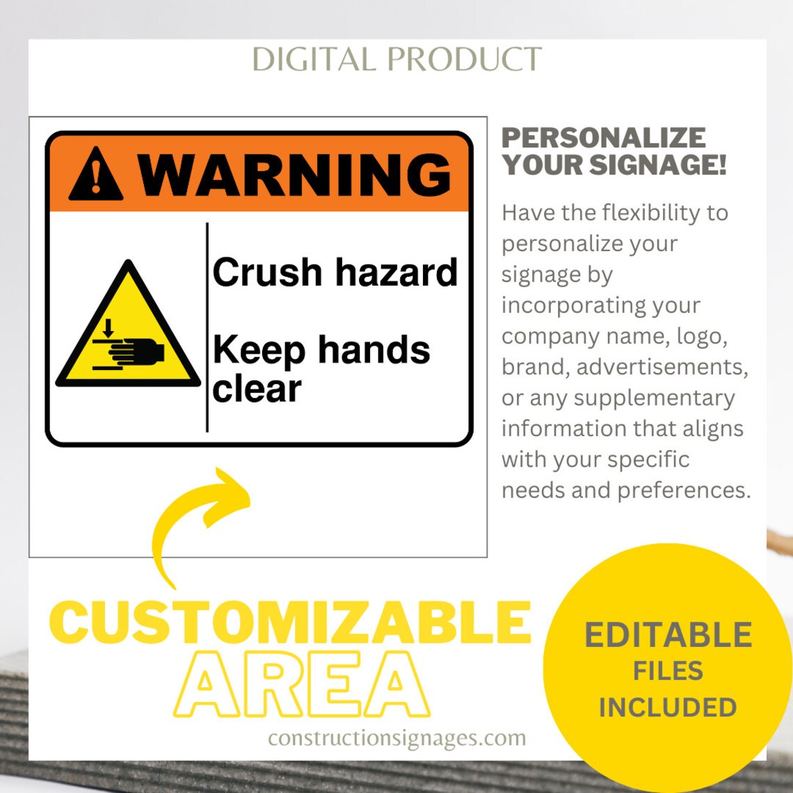 Crush Hazard, Keep Hands Clear, Safety Sign Printable, Health and ...