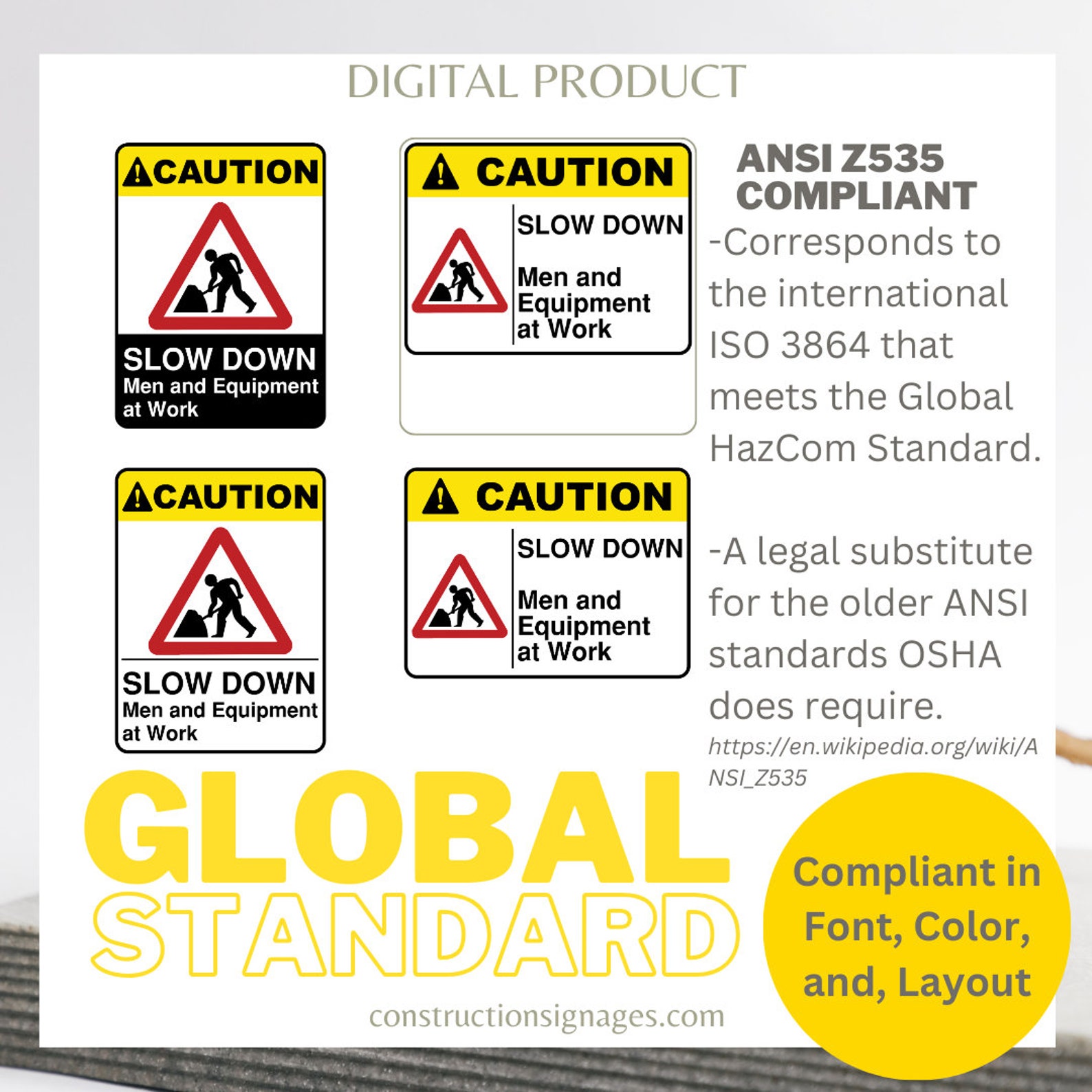 Slow Down Men and Equipment at Work, Safety Sign, Printable Safety ...