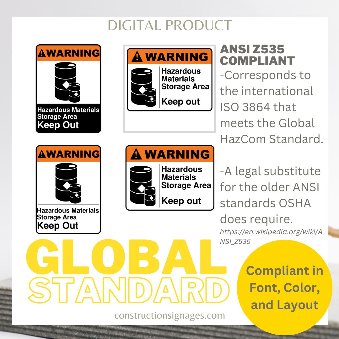 Hazardous Materials Storage Area, Safety Sign Printable, Digital ...