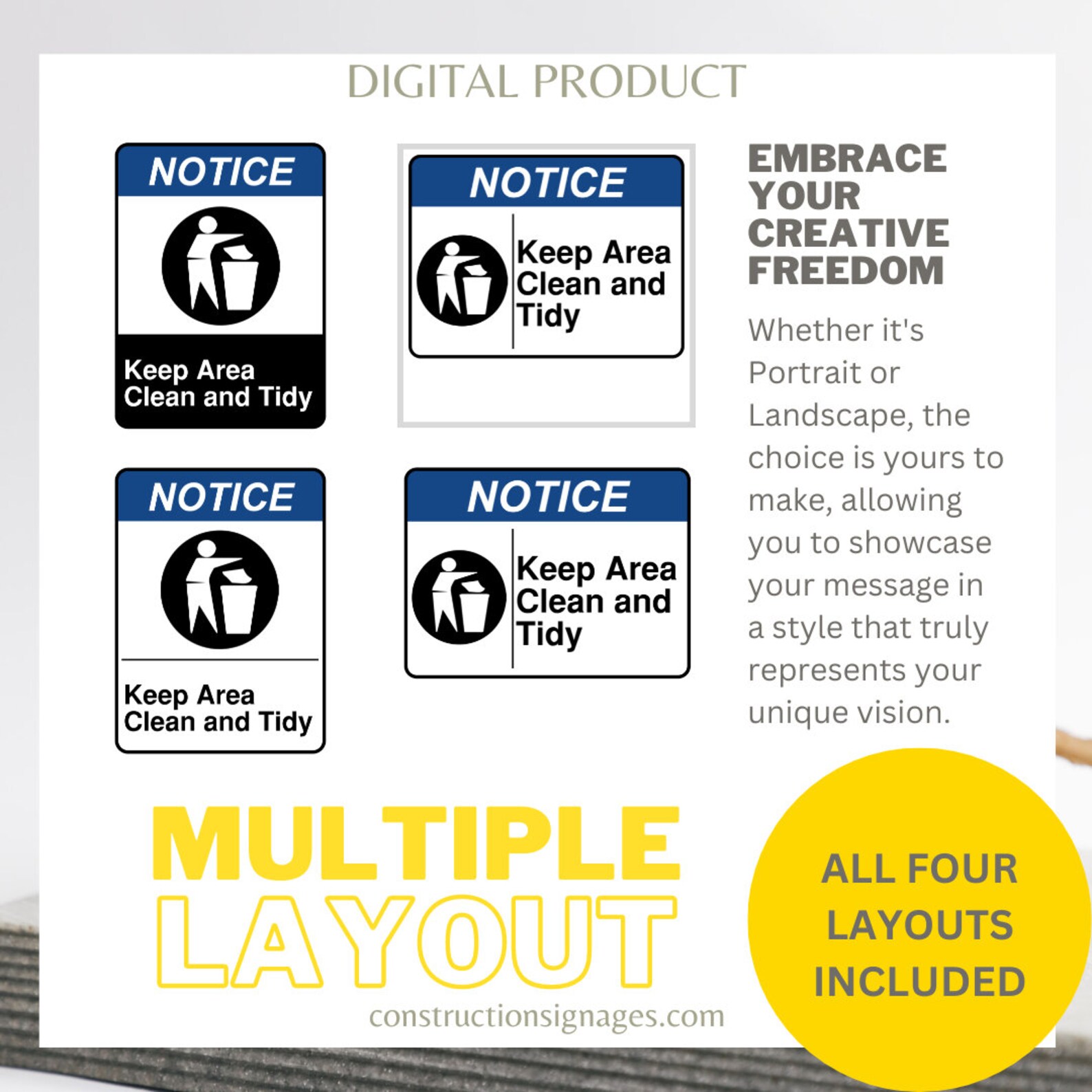 Keep Area Clean and Tidy, Safety Sign Printable, Digital Download - Etsy