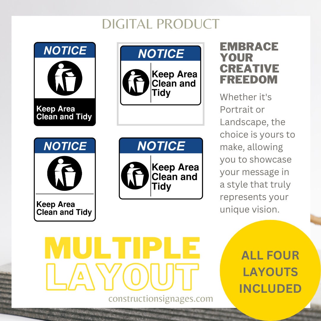 Keep Area Clean and Tidy, Safety Sign Printable, Digital Download - Etsy