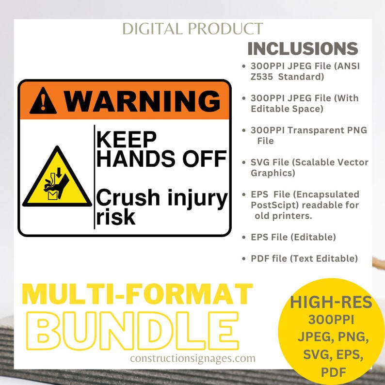 Keep Hands Off, Crush Injury Risk, Safty Signs, Printable Safety Sign ...