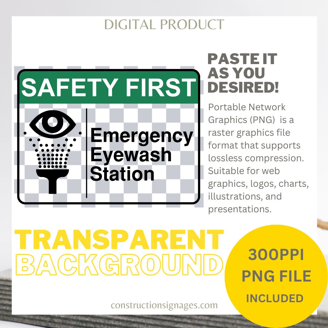 Emergency Eyewash Station, Printable Safety Signages, Digital Download ...
