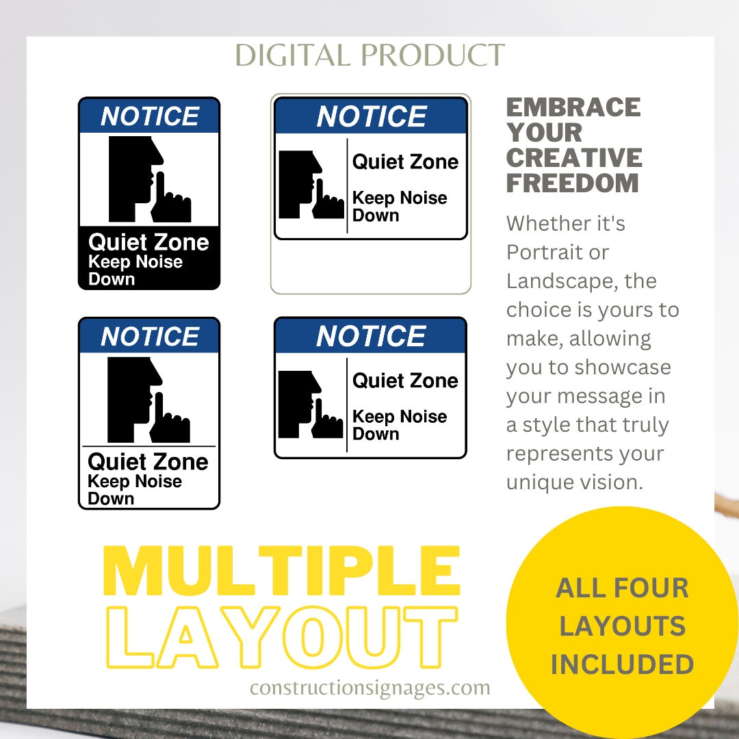 Quiet Zone, Keep Noise Down, Safety Signs, Printable Safety Sign ...